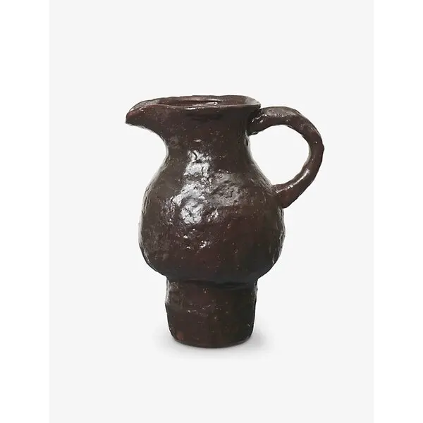 FERM LIVING Doro Textured Glazed-terracotta Jug 20cm - Coffee
