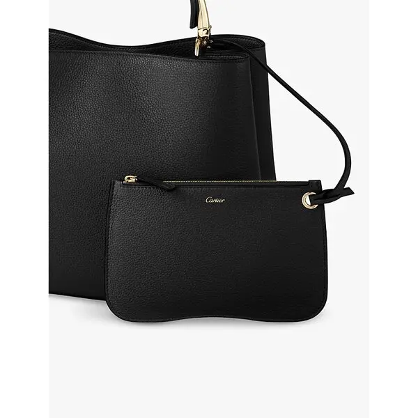 Cartier Panthère De Medium Leather Top-handle Bag - Black
