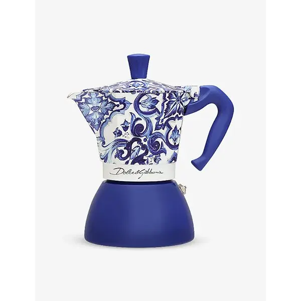 BIALETTI X Dolce & Gabbana Moka Induction Six-cup Aluminium Espresso Maker - White / Blue