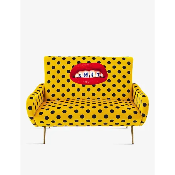SELETTI Shit' Mouth And Dotted Velvet Two-seater Sofa - One-color