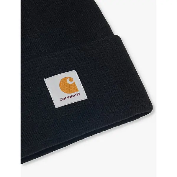 Carhartt Work In Progress Acrylic Knitted Beanie Hat With Logo Patch - Black