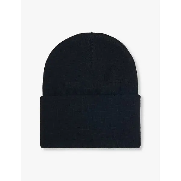 Carhartt Work In Progress Acrylic Knitted Beanie Hat With Logo Patch - Black