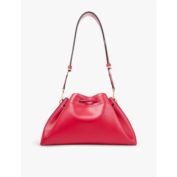 JIMMY CHOO Leather Shoulder Bag - Ruby Red/gold