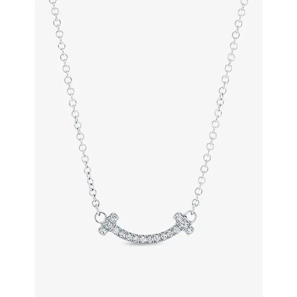 Tiffany & Co. T Smile Diamond Necklace - 18k White Gold