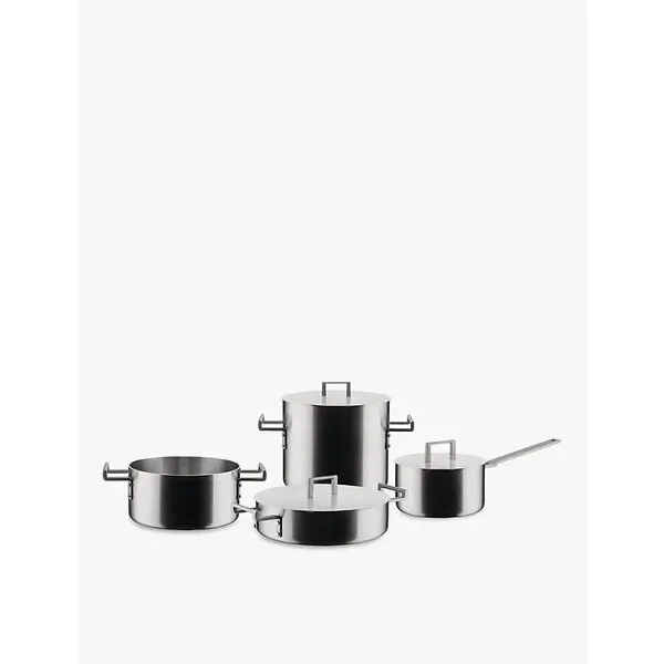 ALESSI Convivio 4-piece Stainless-steel Cookware Set - Silver