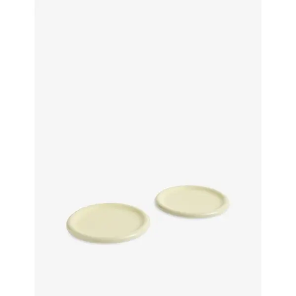 HAY Barro Round Terracotta Plates Set Of Two - Pistachio
