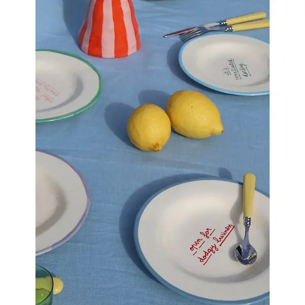 LAETITIA ROUGET Open For Dodgy Business Hand-painted Stoneware Dessert Plate 20cm