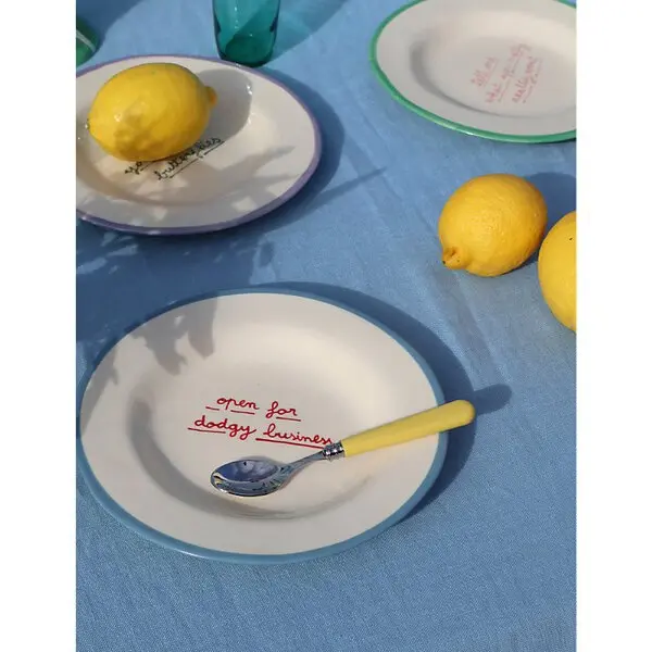 LAETITIA ROUGET Open For Dodgy Business Hand-painted Stoneware Dessert Plate 20cm