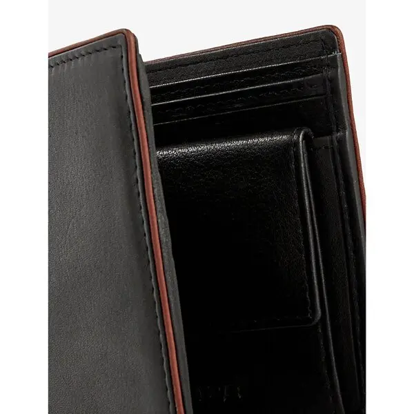 DENTS Brand-debossed Contrast-piped Grained-leather Bi-fold Wallet