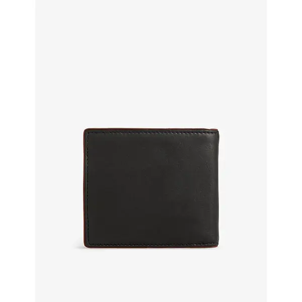 DENTS Brand-debossed Contrast-piped Grained-leather Bi-fold Wallet