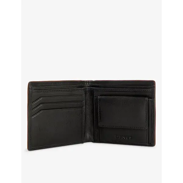 DENTS Brand-debossed Contrast-piped Grained-leather Bi-fold Wallet