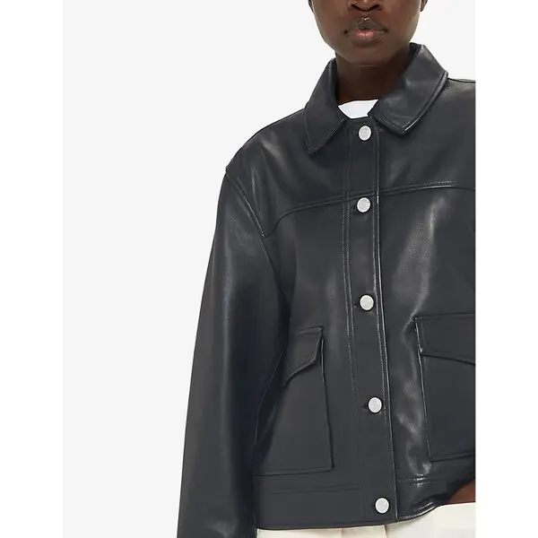 Whistles Natia Patch-pocket Relaxed Fit Leather Overshirt