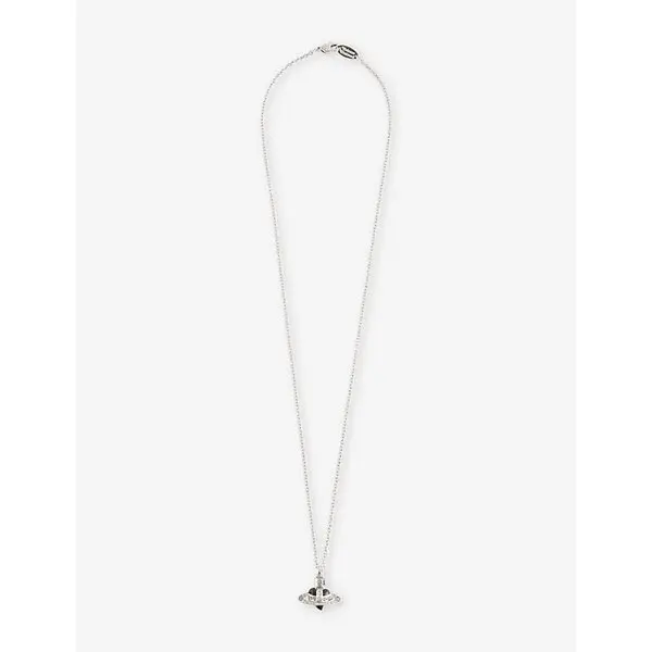 VIVIENNE WESTWOOD Diamante Heart Silver-tone Pendant Necklace - Platinum/black Dia