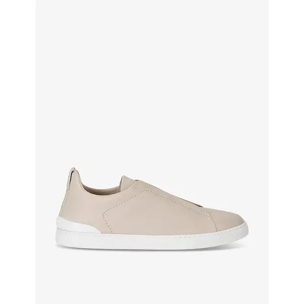 Zegna X3 Stitch Secondskin Cashmere Leather Low-top Trainers - Bone