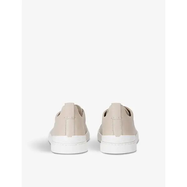 Zegna X3 Stitch Secondskin Cashmere Leather Low-top Trainers - Bone