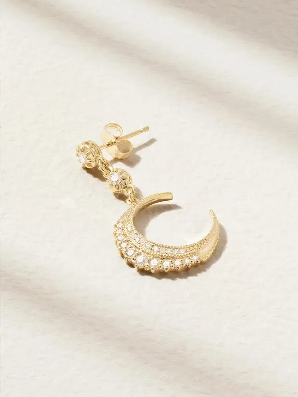 Jacquie Aiche Crescent Mini 14-karat Diamond Single Earring - Gold