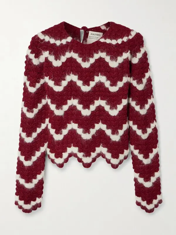 Escvdo Safi Cropped Crocheted Alpaca Top