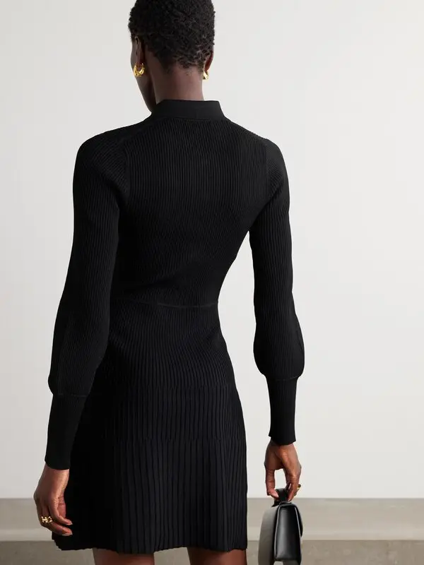 Veronica Beard Lauper Embellished Ribbed-knit Midi Dress