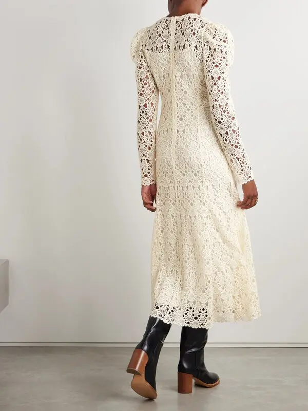 Gabriela Hearst Lana Cashmere Lace Maxi Dress - Ivory