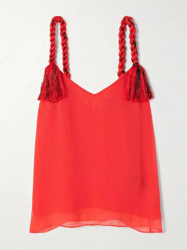 JW Anderson Tasseled Crepon Camisole - Red
