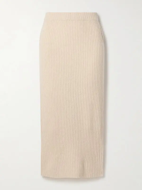 Co Ribbed Wool-blend Midi Skirt - Ivory