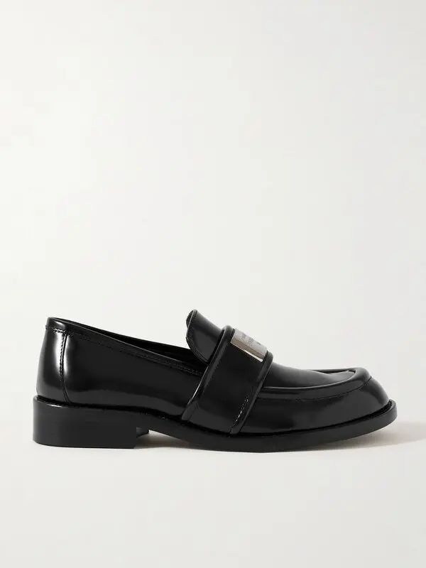 Acne Studios Embellished Glossed-leather Loafers - Black
