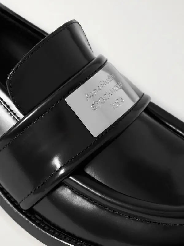 Acne Studios Embellished Glossed-leather Loafers - Black