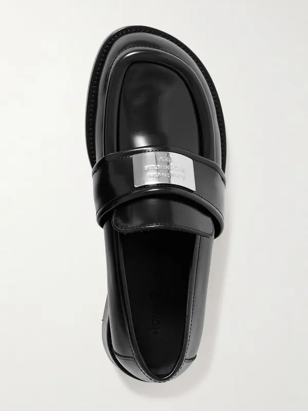 Acne Studios Embellished Glossed-leather Loafers - Black