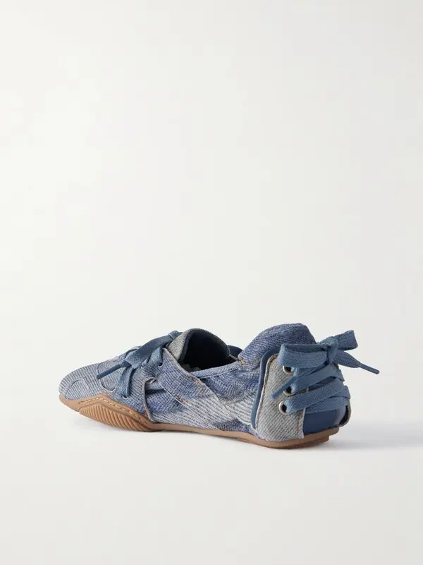 Acne Studios Bilaria Paneled Logo-print Denim Ballet Flats - Blue