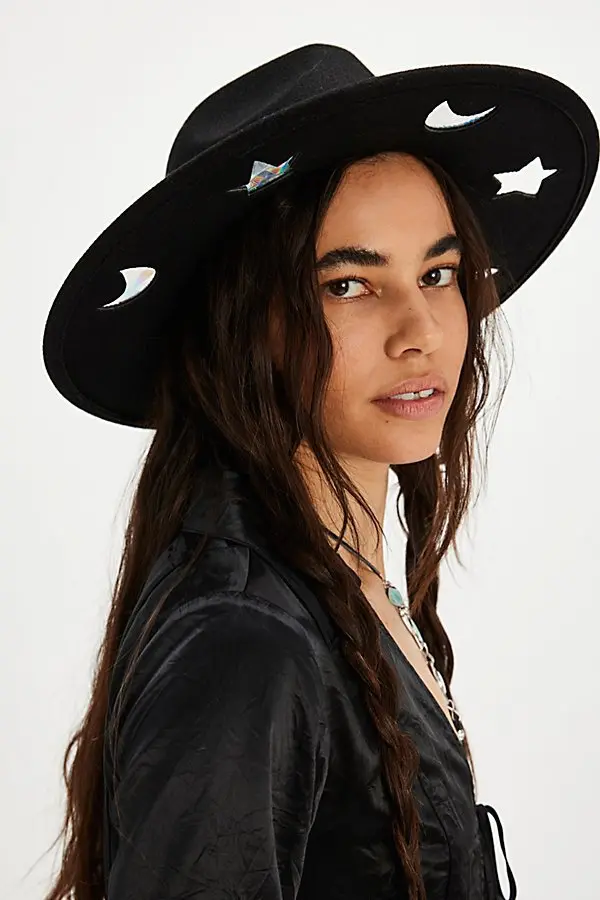 Free People Forever Western Wool Wide Brim Hat - Black