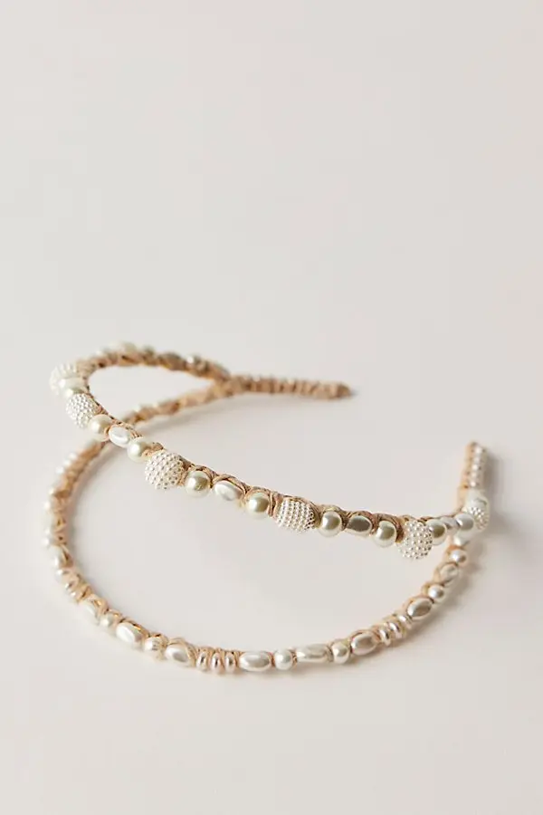 Curried Myrrh Sadie Pearl Headband - Ivory | Editorialist display picture 3