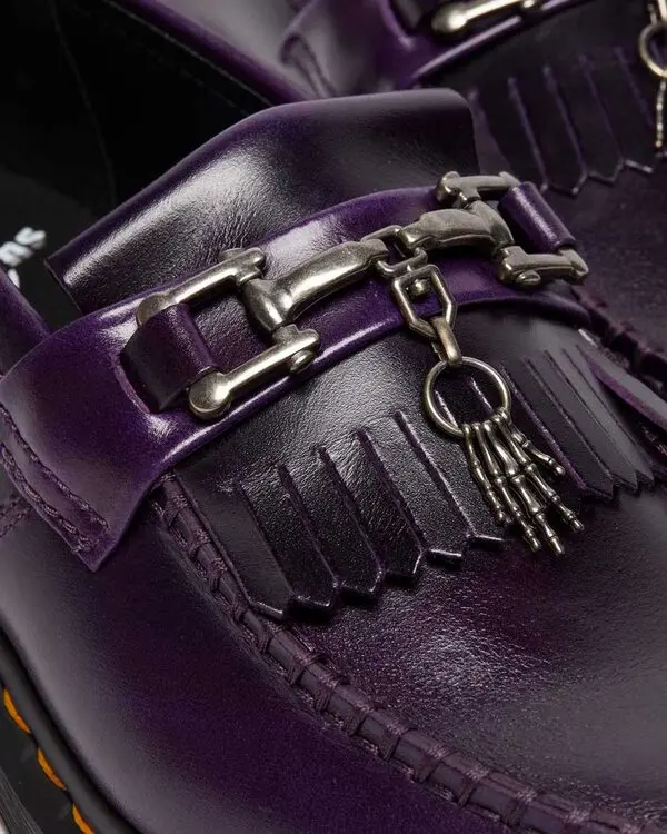 Dr. Martens Adrian Snaffle Bone Charm Tassel Loafers In Purple