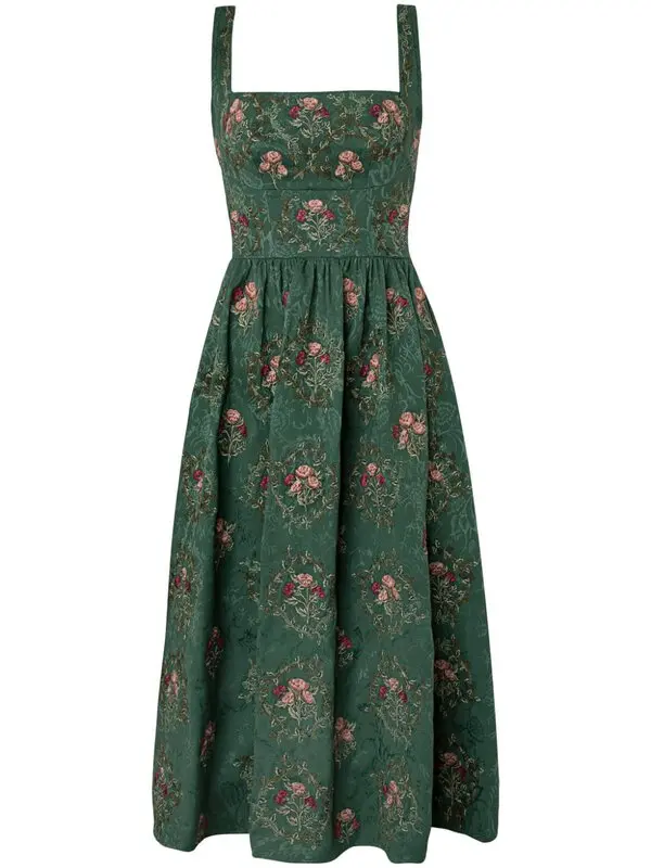 olive green overall dress Agua Bendita Black & Multi Floral Print Dress sz 2 l Michael's Luxury  Consignment – Michael's Consignment NYC