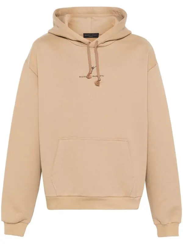 GIUSEPPE ZANOTTI Embroidered Logo Hoodie - Brown