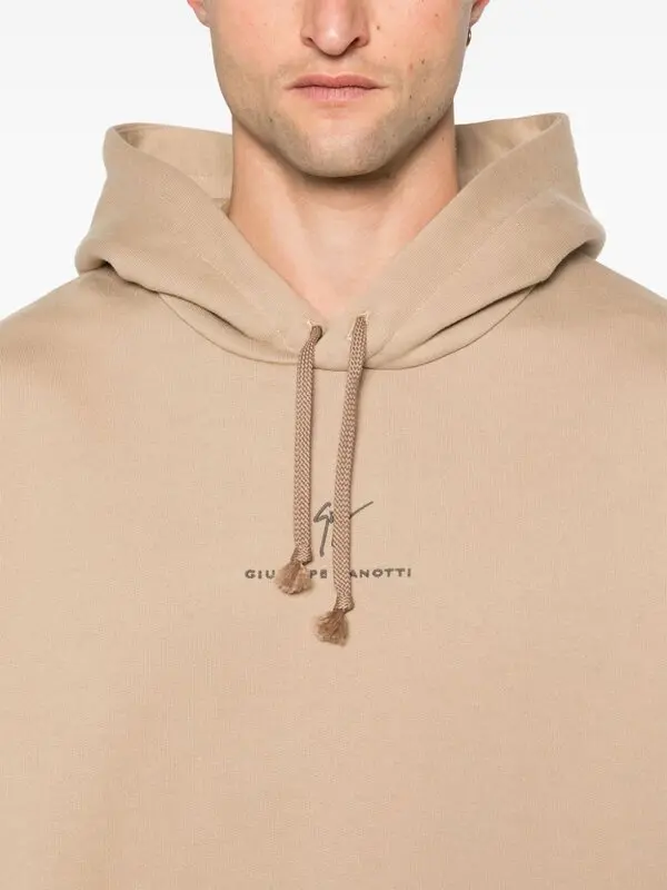 GIUSEPPE ZANOTTI Embroidered Logo Hoodie - Brown