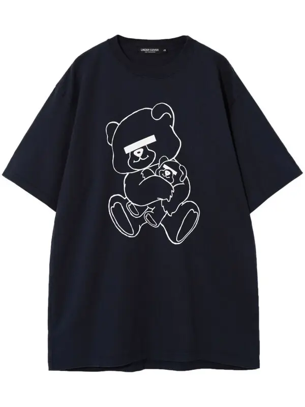 Undercover Teddy Bear-print Cotton T-shirt - Blue