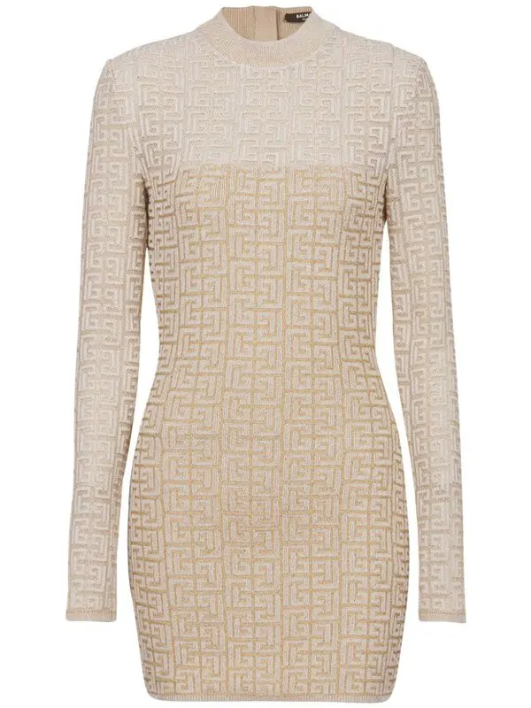 Balmain Labyrinth Jacquard Knit Dress