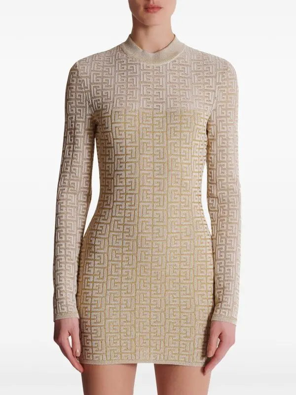 Balmain Labyrinth Jacquard Knit Dress