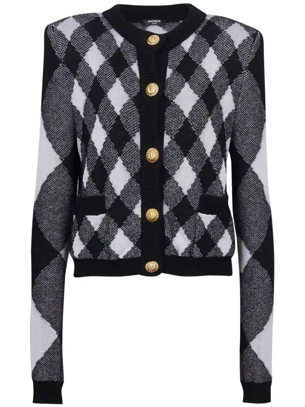 Balmain Gingham Cardigan