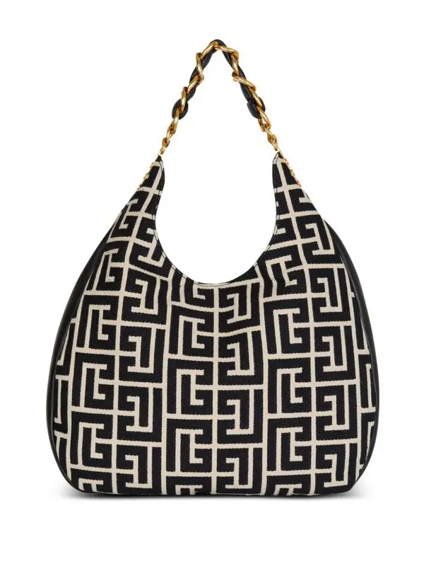Balmain 1945 Soft Hobo Large Shoulder Bag - Black