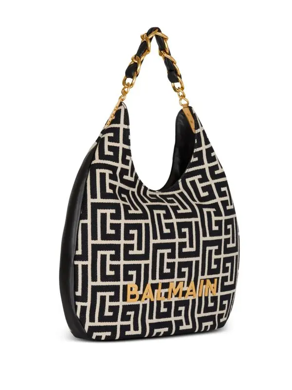 Balmain 1945 Soft Hobo Large Shoulder Bag - Black