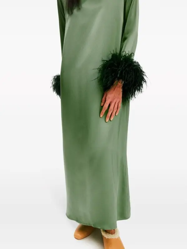 Sleeper Suzi Feather-detailed Maxi Dress - Green