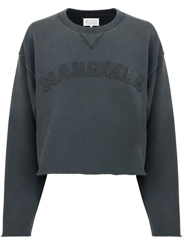 MAISON MARGIELA Logo-appliqué Cotton Sweatshirt - Grey