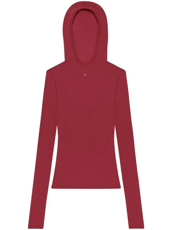 COURREGES Hooded Knitted Top - Red