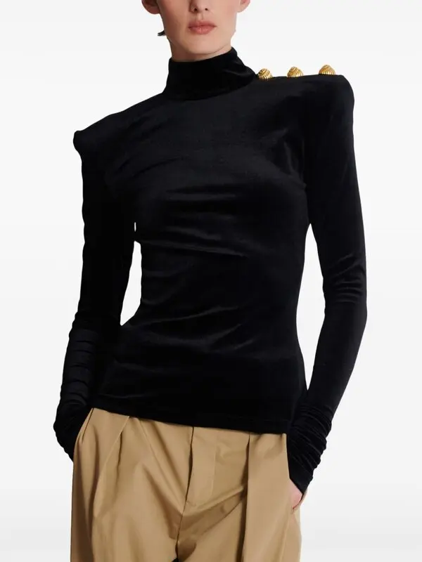 Balmain Long-sleeve Velvet Top