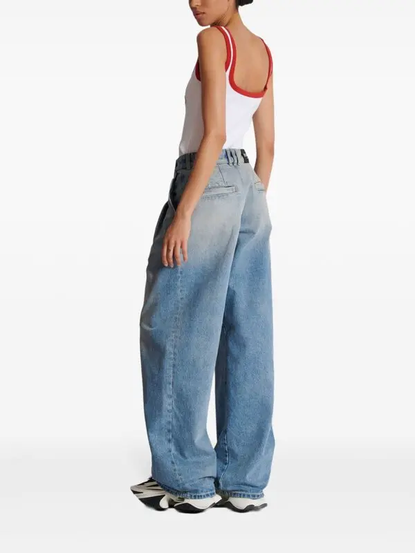 Balmain Pleated Wide Leg Jeans