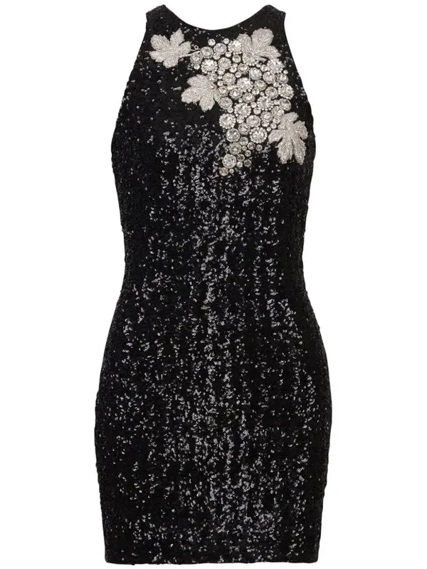 Balmain Grape-embellished Sequin Mini Dress - Black