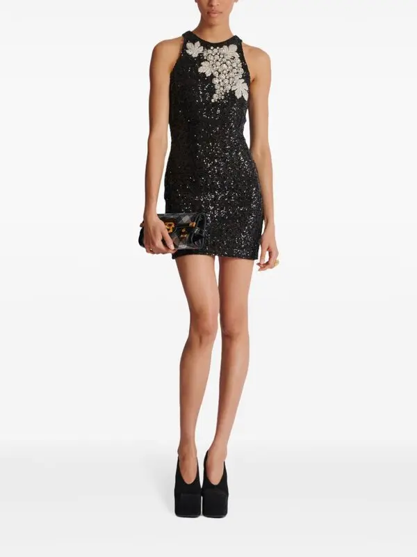 Balmain Grape-embellished Sequin Mini Dress