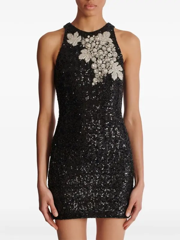 Balmain Grape-embellished Sequin Mini Dress