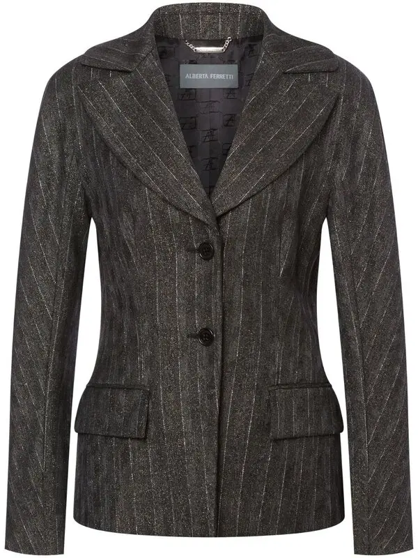 Alberta Ferretti Pinstriped Single-breasted Blazer - Grey